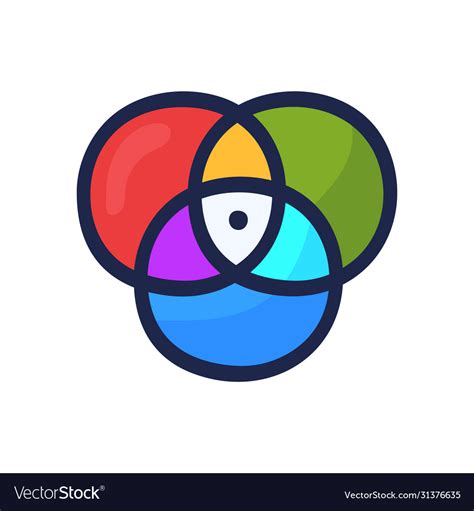 Hand Drawn Icon Rgb Additive Color Mix Theory Vector Image