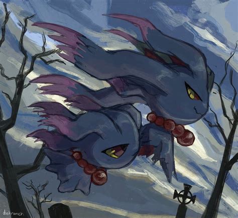 Dietranch Flutter Mane Misdreavus Nintendo Pokemon Highres Bare Tree Beads Closed Mouth