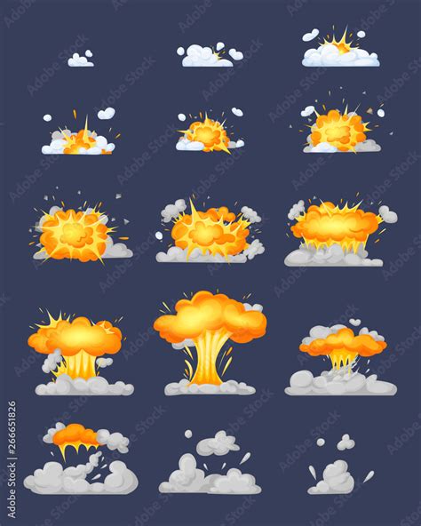 Frame Animation With Effect Of Burning Explosion Divided Into Frames Stock Vector Adobe Stock