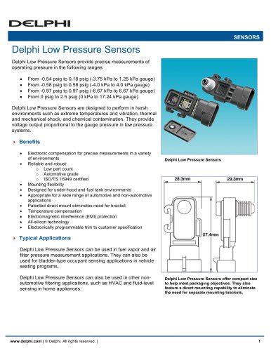 Delphi Low Pressure Sensors Delphi Power Train PDF Catalogs Technical Documentation Brochure