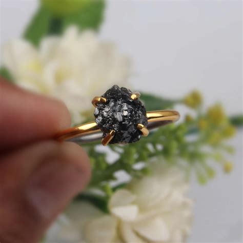 Raw Black Diamond Ring