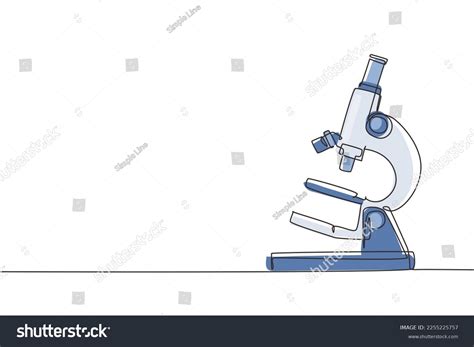 Single Continuous Line Drawing Simple Microscope Stock Vector Royalty