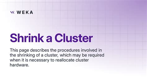 Shrink A Cluster W E K A