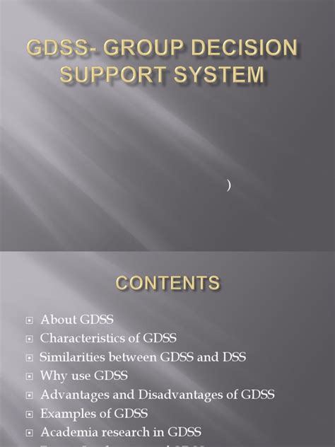 Gdss Group Decision Support System Decision Support System Usability