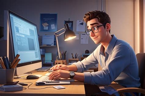 Premium Ai Image 3d Illustration Of A Man Working On The Computer