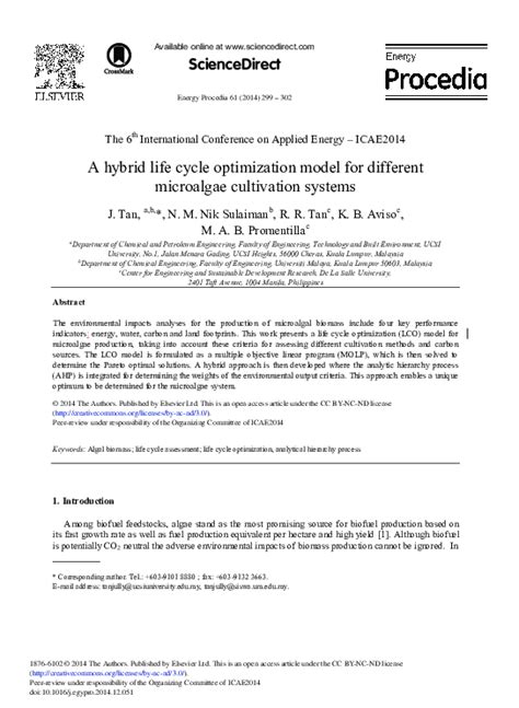 Pdf A Hybrid Life Cycle Optimization Model For Different Microalgae Cultivation Systems