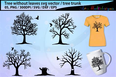 Tree Without Leaves Svg Cut Silhouette Vector Tree Without Leaf By ArcsMultidesignsShop