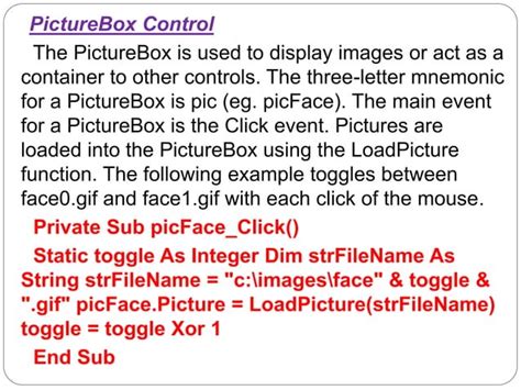 Visual Basic 6 Controls And Declarations Pptx