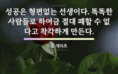 성공은 형편없는 선생이다 똑똑한 사람들로 하여금 절대 패할 수 없다고 착각하게 만든다 빌 게이츠의 명언
