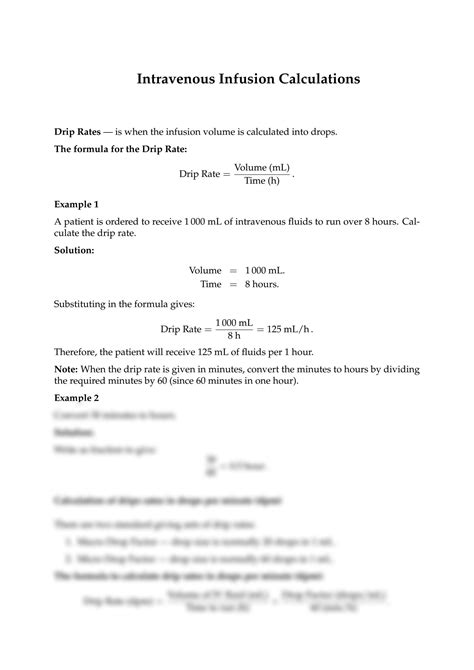 SOLUTION Intravenous Infusion Calculation Studypool