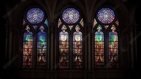 Eight Stained Glass Windows In A Church Powerpoint Background For Free