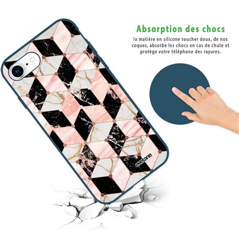 Sur Coque Silicone Liquide Pour Iphone Iphone Se Cubes Marbres Evetane