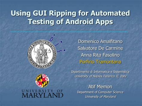 Using Gui Ripping For Automated Testing Of Android Apps Ppt