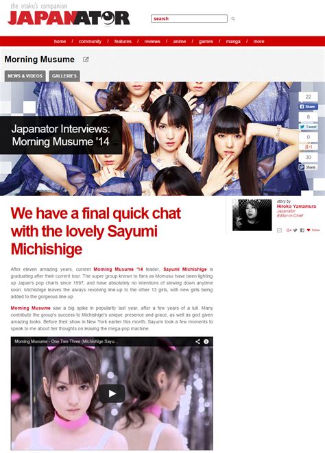 Japanator Interview With Morning Musumes Sayumi Michishige 2014 Resonance Media