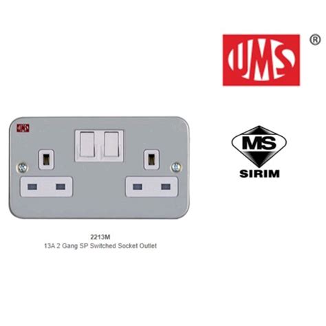 Ums 13a 15a Metal Clad Switch Socket Outlet 13a Double Switch Socket Ums Metal 1gang 2gang