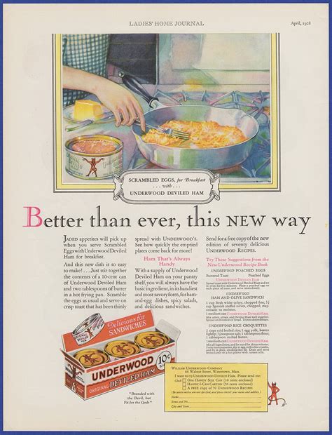 Vintage Deviled Ham Can Underwood Deviled Ham 1956 Print Ad 1950s