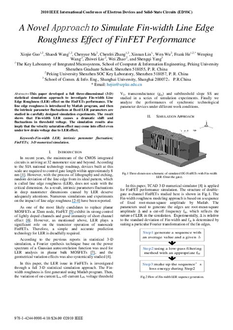 Pdf A Novel Approach To Simulate Fin Width Line Edge Roughness Effect Of Finfet Performance