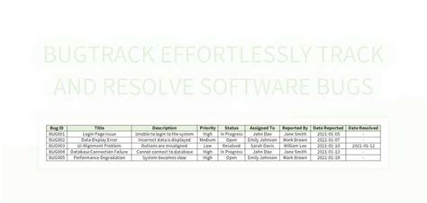 Bugtrack Effortlessly Track And Resolve Software Bugs Excel Template