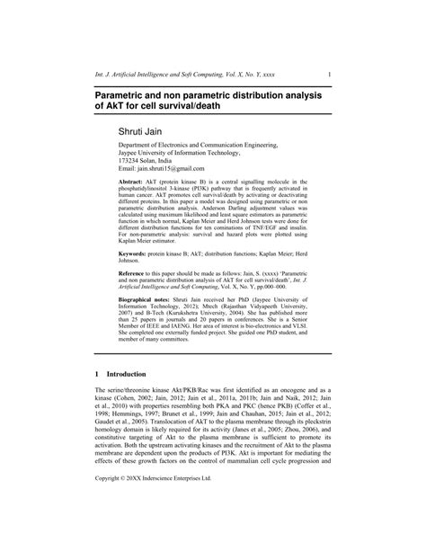 Pdf Parametric And Non Parametric Distribution Analysis Of Akt For