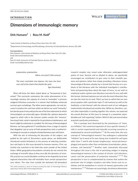 Pdf Dimensions Of Immunologic Memory