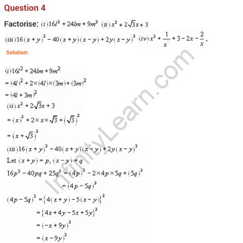 Factorisation Class 8 Extra Questions Maths Chapter 14 Infinity Learn By Sri Chaitanya