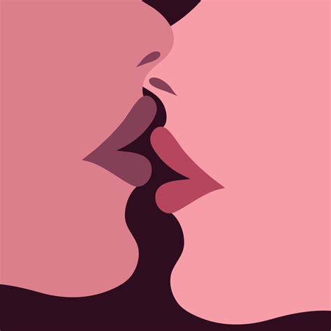 Close Up Portrait Of Two Kissing Women Lesbian Couple Kissing Women