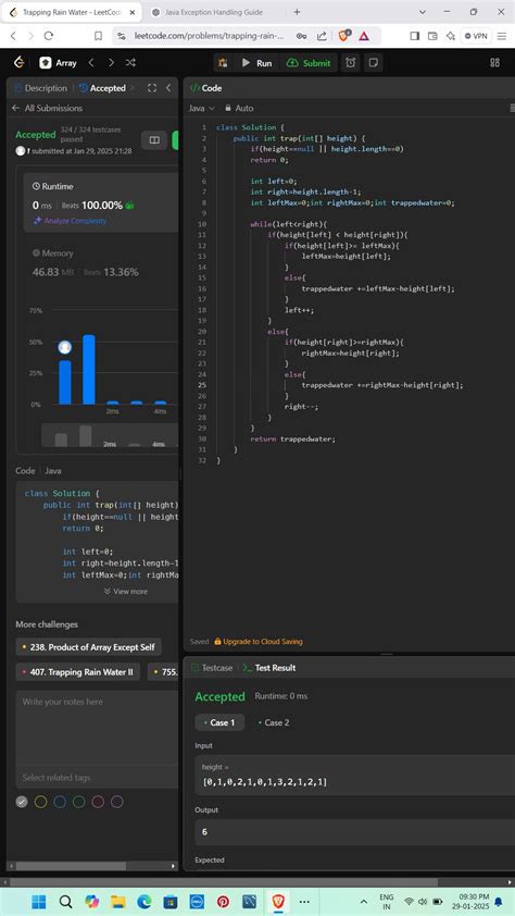 Manoj E On Linkedin 🚀 Problem Solving In Leetcode Trapping Rain Water 🌧️ 🔹 Problem