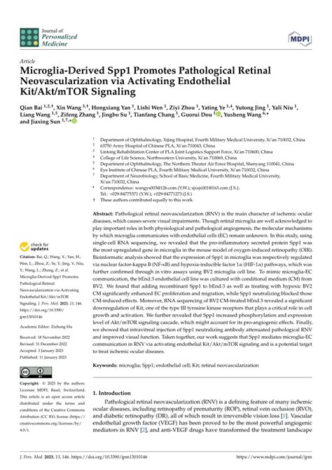 Pdf Microglia Derived Spp1 Promotes Pathological Retinal
