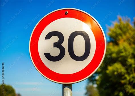 Circular Speed Limit Sign 30 Kmh For Road Safety Traffic Regulations