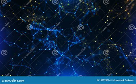 Beautiful Blue Abstract Background With Plexus Network As Data Complex Molecule And Connection