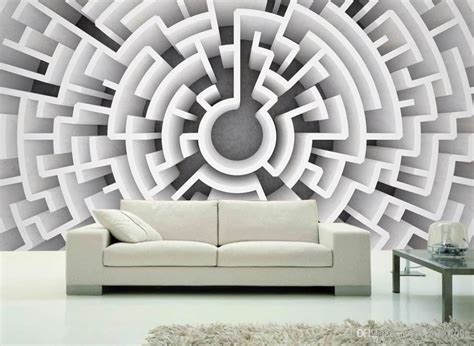 Greyscale Circular Maze 3d 5d 8d Wall Murals Custom Wallpaper