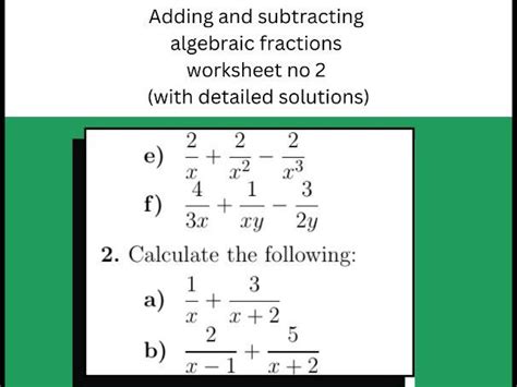 Adding And Subtracting Algebraic Fractions Bundle Teaching Resources