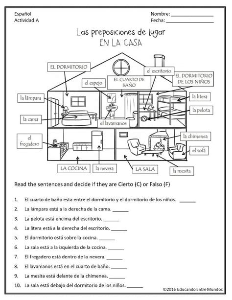 Las Preposiciones Worksheet