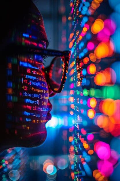 Reflection Of Eyeglasses On Computer Programmer S Face Analyzing Big