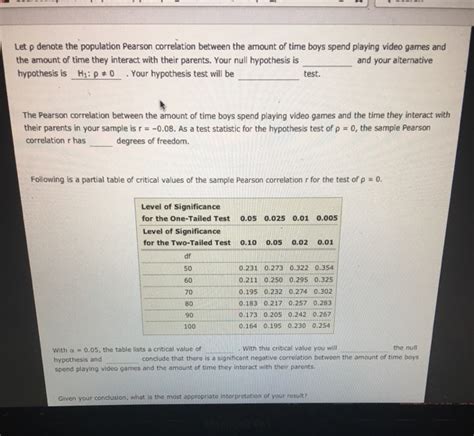 Solved Let ρ Denote The Population Pearson Correlation