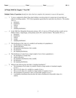 Fillable Online AP Statistics Unit Progress Check MCQ Part A Flashcards Fax Email Print
