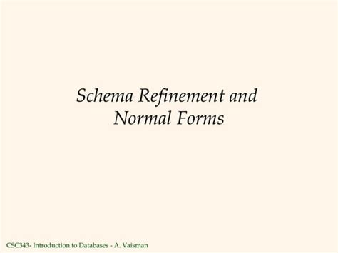Introduction To Schema Refinement Lecture Notesppt