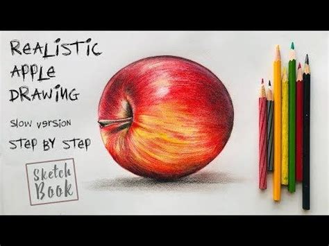 How To Draw An Apple Hyper Realistic Drawing Slow Version Color Pencil Drawing Apple