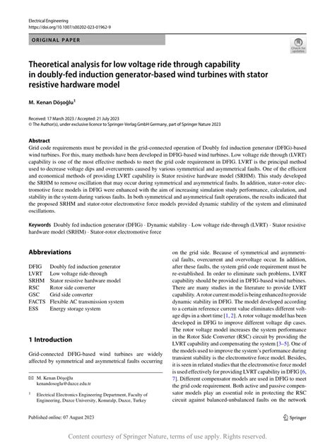 Theoretical Analysis For Low Voltage Ride Through Capability In Doubly Fed Induction Generator