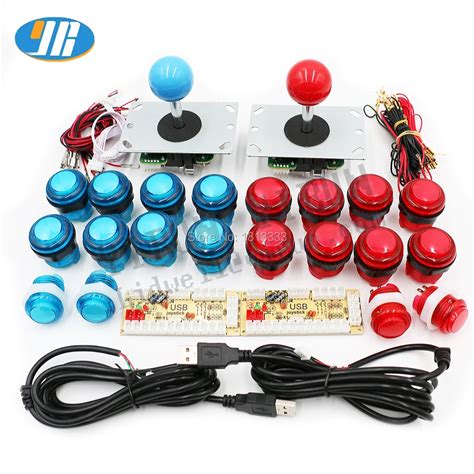 pc raspberry pi 2 players diy with 20 led buttons 2 joysticks 2 usb