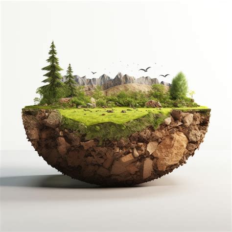 Premium Photo 3d Illustration Round Soil Ground Cross Section With