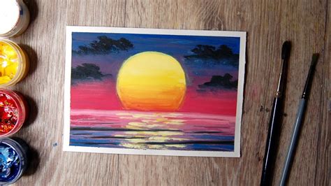 Как нарисовать закат гуашью Youtube