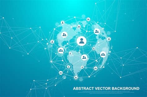 Premium Vector Futuristic Abstract Background Blockchain Technology Peer To Peer Network