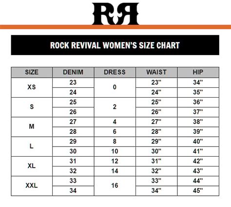 Size Chart Jeans Women