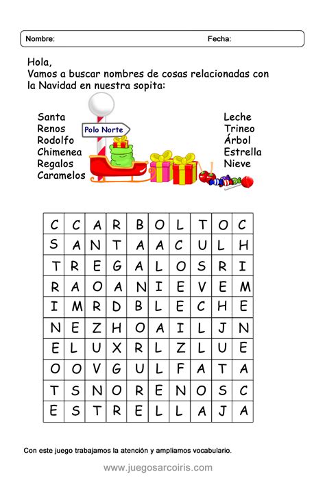 Juegos Arcoiris Actividades Sopa De Letras De Navidad Juegos