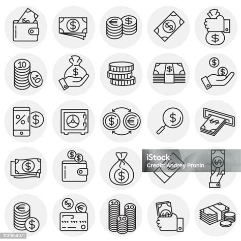 돈 라인 아이콘 그래픽 및 웹 디자인에 대 한 동그라미 배경에 설정 현대 간단한 벡터 기호 인터넷 개념입니다 웹사이트 디자인 웹 버튼 또는 모바일 앱에 대 한 최신 유행