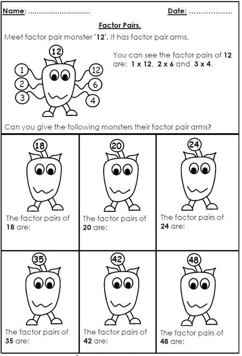 Factor Pairs Worksheet Tes