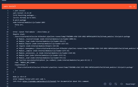 Bitbucket Pipline Fails On Yarn Install When Switc