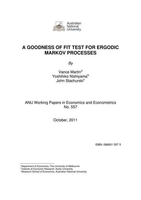Pdf A Goodness Of Fit Test For Ergodic Markov Processes