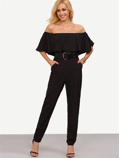 Midnight Black Off Shoulder Jumpsuit